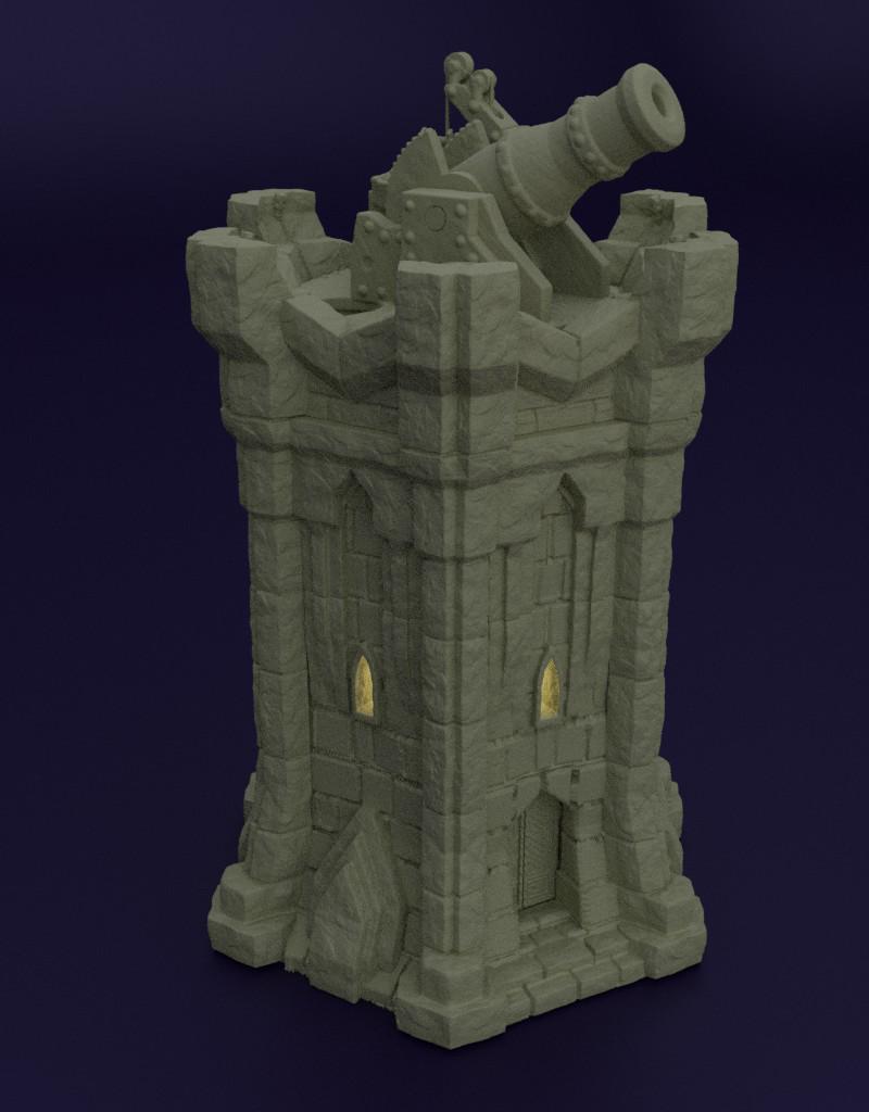 Dwarf Bombard Tower - Tabletop Terrain - 28 MM Tabletop 3D Printed Ter ...